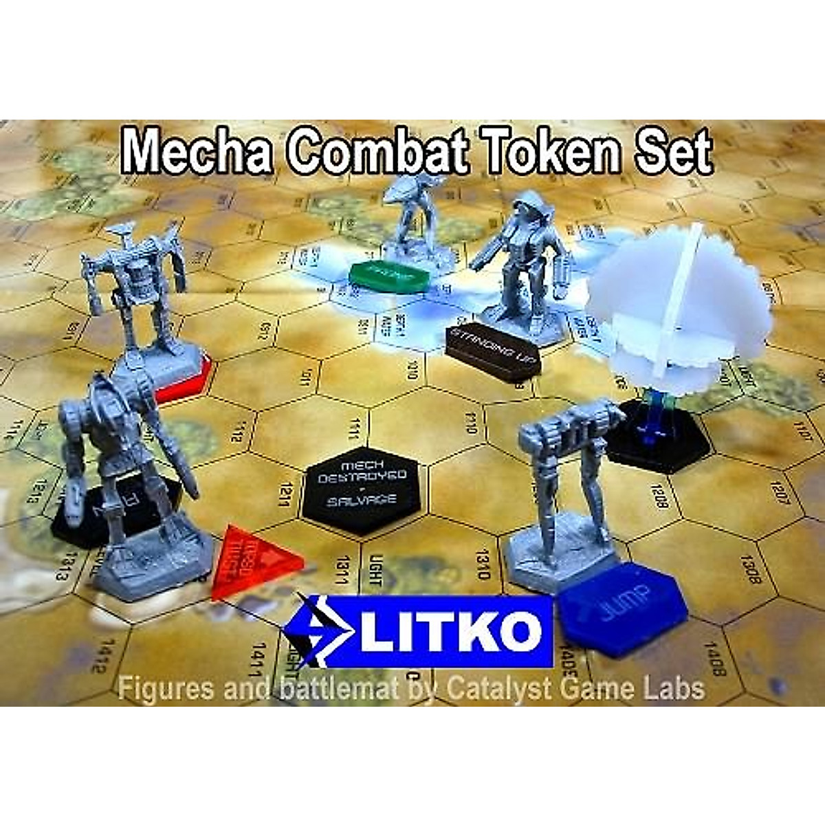LITKO Mecha Combat Token Set Compatible with Battletech Classic, Multi-Color | Core Breach | Torso Twist | Shut DOwn | Destroyed