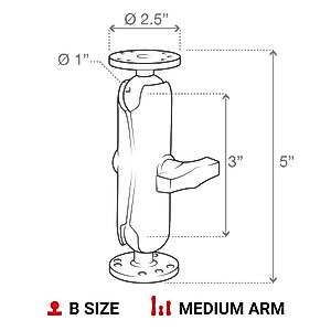 RAM Mounts Universal Double Ball Mount with Two Round Plates RAM-B-101U with Medium Arm for Drill-down Mounting