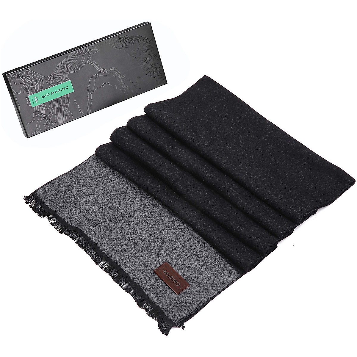 Marino’s Winter Cashmere Feel Men Scarf,100% Cotton Fashion Scarves, In Elegant Gift Box - Raven Ash - One Size