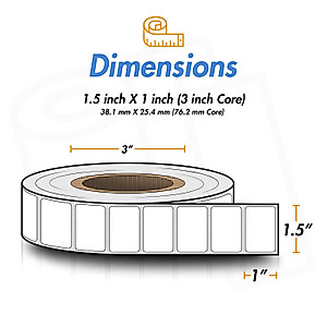 OfficeSmartLabels 1.5"x1" Direct Thermal Label - Compatible with Rollo Printer & Zebra Desktop Printers & More – 3” Core, Permanent Adhesive & Perforated Postage Label Paper (1 Roll, 5100/Roll)