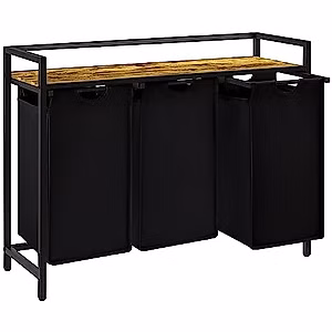 Lifewit Laundry Hamper 3 Section, 120L Pull out Laundry Clothes Basket Organizer with Large Top Shelf and 3 Removable Bags and Handles, Laundry Sorter for Laundry Room Bedroom Bathroom Dorm, Black