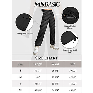 MSBASIC Cargo Pants for Women Casual Fashion Y2K High Waisted Baggy Pink Parachute Pants