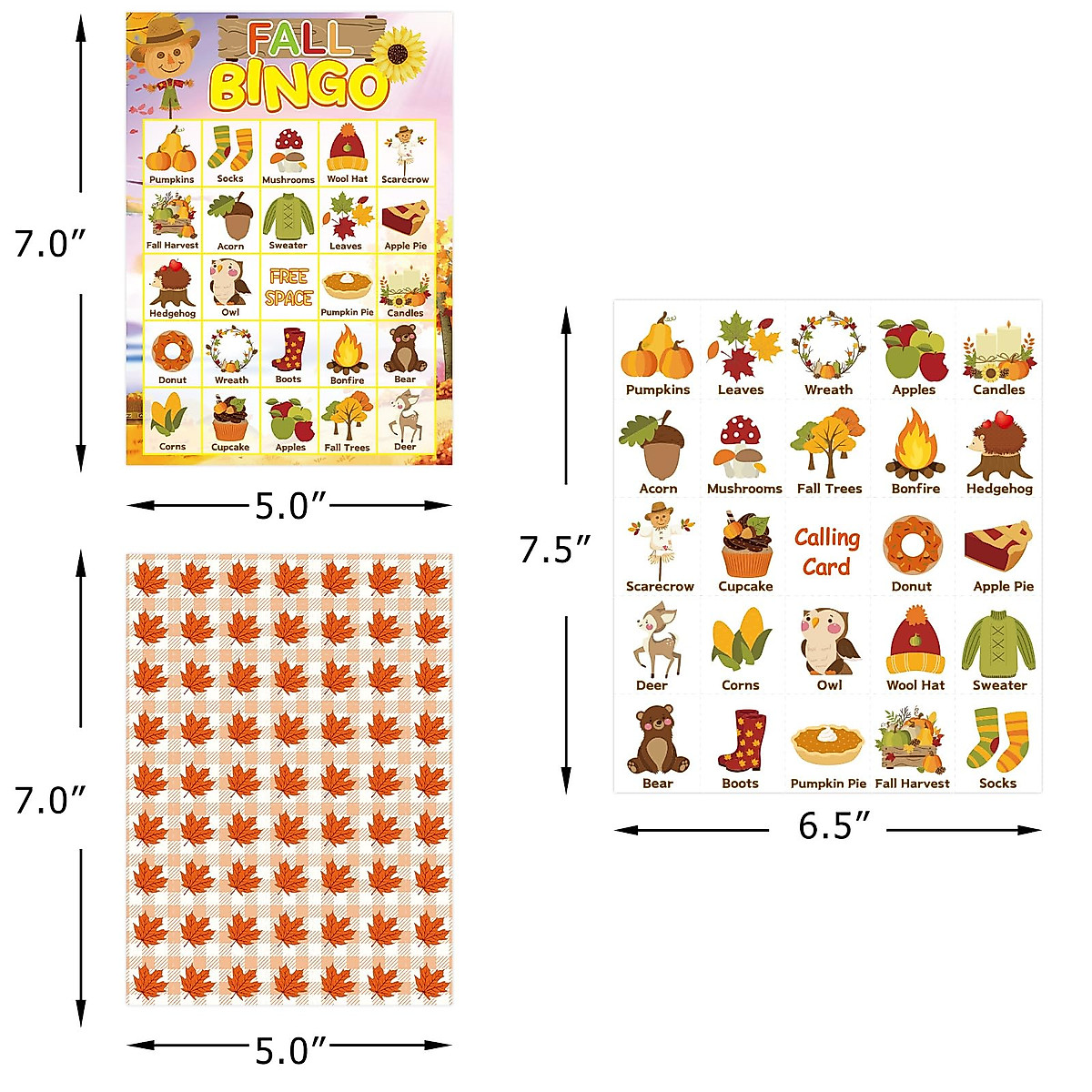 Fall Bingo Game for Kids 24 Players Happy Harvest Thanksgiving Party Game Supply