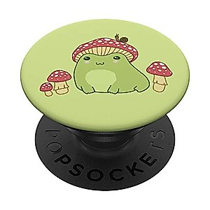 Frog with Mushroom Hat and Snail, Cottagecore Aesthetic PopSockets Swappable PopGrip