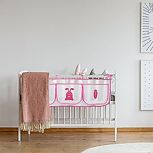 Nylon Mesh Cloth Baby Bedside Hanging Storage Bag, 3 Pockets Baby Crib Storage Bag, Baby Clothes Hanging Diaper Organizer for Baby Cribs and Toys