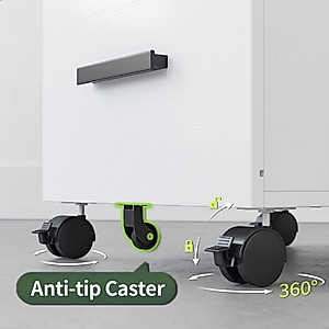 FEZIBO 2-Drawer File Cabinet with Lock for Home Office, Rolling Filing Cabinet, Under Desk Home Office File Cabinet for A4, Letter Size, Printer Stand, Wooden Storage Mobile File Cabinet, White