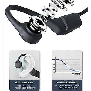 Neckband Bluetooth Earphone Bluetooth Headphones Secure Fit Surround Sound Wireless Open-Ear Headphones 32G Memory for Sports (Red)