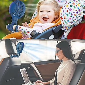 HandFun [2023 Upgraded] Stroller Fan, 5-26 Hours Long Last Stroller Fan Flexible Tripod Clip on for Baby, 360°Rotation Portable Rechargeable Fan for Car Seat Crib Bike Treadmill Peloton (Blue)