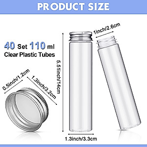 Mimorou 40 Pcs 110ml Clear Test Tubes with Lids Plastic Candy Tube Transparent Science Party Test Tubes with Cap Flat Bottomed Candy Containers Storage Tube for Wedding Christmas Party Favor