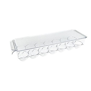 Kitchen Spaces KSEG12-AMZ Egg Tray 14pc Stackable Food Storage Organizer for Refrigerator, 14.5" x 3" x 4.5", Clear