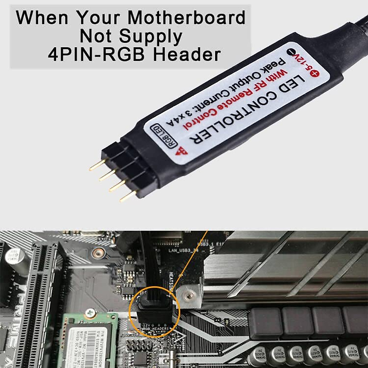 DS RGB Case Fans Controller Kit with 17Key Remote, Connect to DS RGB RAM Heatsink and DS PC RGB LED Strip (SATA Power Cable, O Series)