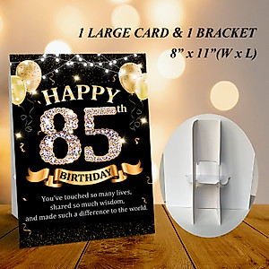 CMHIE 85th Birthday Party Signs with Paper Holder - Black Gold 85 Year Birthday Party Table Signs Decorations for Happy Birthday Party Activities Celebration Reception Table Supplies - dangold16