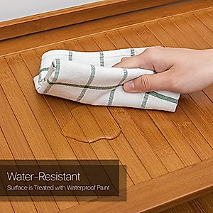 MoNiBloom Bamboo 5 Tier Freestanding Shoe Storage Cabinet Organizer Shelf Stand Unit Up to 25 Pairs for Boots Heels Sneakers Sandals, w/ Doors, Brown