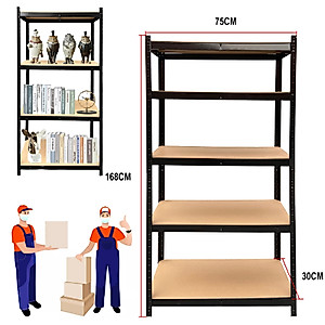 VickyHome 5 Tier Heavy Duty Garage Shelving Multipurpose Shelving Unit Shelf Organizer with Adjustable Height, Metal Pantry Organizers and Storage Kitchen Shelf for Kitchen Pantry Bathroom, 170cm