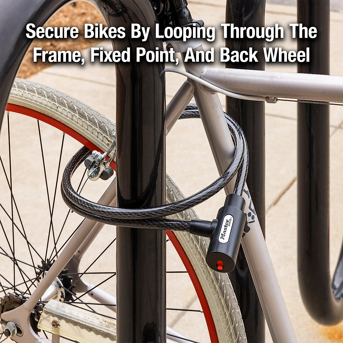 Master Lock 8364DCC Cable Bike Lock with Key, 5 ft. Long, Black