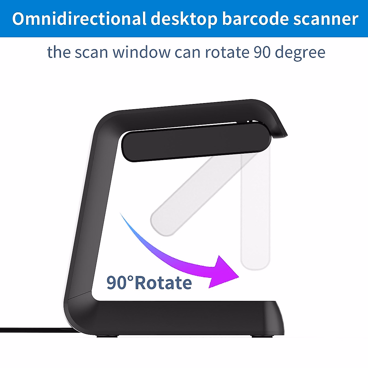 Symcode 1D 2D Hands-Free Barcode Scanner, with Omnidirectional Automatic Sensing Scanning Barcode Reader Adjustable Screen Scanning Platform Scanner for POS PC Supermarket Bookstore