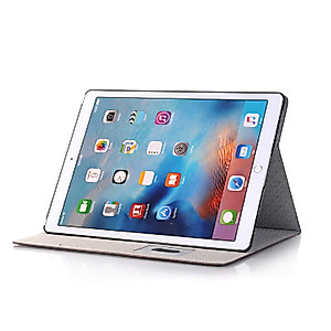 iPad Pro 1st 2nd (12.9'') Case for Women, DMaos Crocodile Synthetic Leather Stand Folio Smart Cover, Auto Sleep/Wake, Document Card Holder - Brown