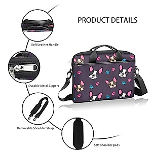 Dog Footprints Laptop Computer Bag Waterproof Shoulder Messenger Bag 13-15 inch Durable Laptop Tote Bag with Shoulder Strap Handle Lightweight Crossbody Briefcase