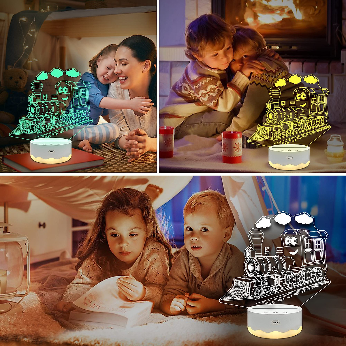 Kids Water Bottle Train Theme + Train Night Light