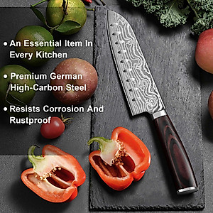 SANDEWILY 7 Inch Japanese Santoku Knife - Ultra Sharp 7Cr17Mov Kitchen Chef Knife with Sheath,High Carbon Stainless Steel Blade,Ergonomic Handle Gift Box for Home Outdoor Cooking