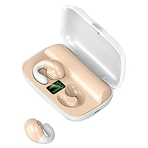 Bone Conduction Headset TWS Mini Bluetooth Earbuds Handsfree Wireless HD Call Earphones HiFi Stereo Sound Sport Headphones with LED Display Charging Case (Light Pink, Touch Version)