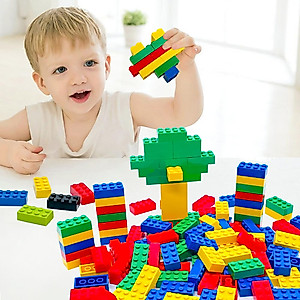 120Pieces Classic Building Bricks Blocks Toy Set 2x4 MOC Building Basic Bricks Parts and Pieces Compatible with Major Brands STEM Creative Construction Toys for Kids 6+ (Red, Yellow, Blue, Green)