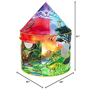 W&O Dinosaur Discovery Play Tent with Roar Button - Extraordinary Pop Up Tent for Boys & Girls - Perfect for Indoor & Outdoor Adventures