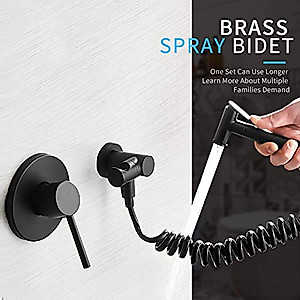 BINCAVIDOU Bidet Faucet Black Brass Single Cold Toilet Bidet Spray Set Wall Mount Portable Bathroom Bidet Faucet Personal Hygiene Pressure Sprayer Black