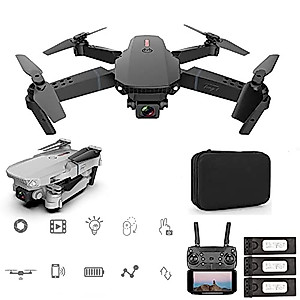 Remote Control Drones with Camera 1080p HD FPV for Kids One Key Start Speed Adjustment Flying Toys with Altitude Hold Headless Mode for Boys Girls Cool Stuff Electronics (Black)
