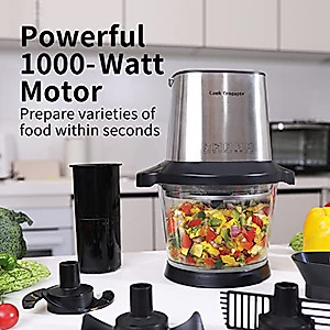 Mnj Food Processors 12 Cup, 1000W, Powerful Meat Grinder, Vegetable Chopper, Dough Kneader, 5 Blades, Electric Blender & Cutter, Chopping, Stainless Steel (Package May Vary)