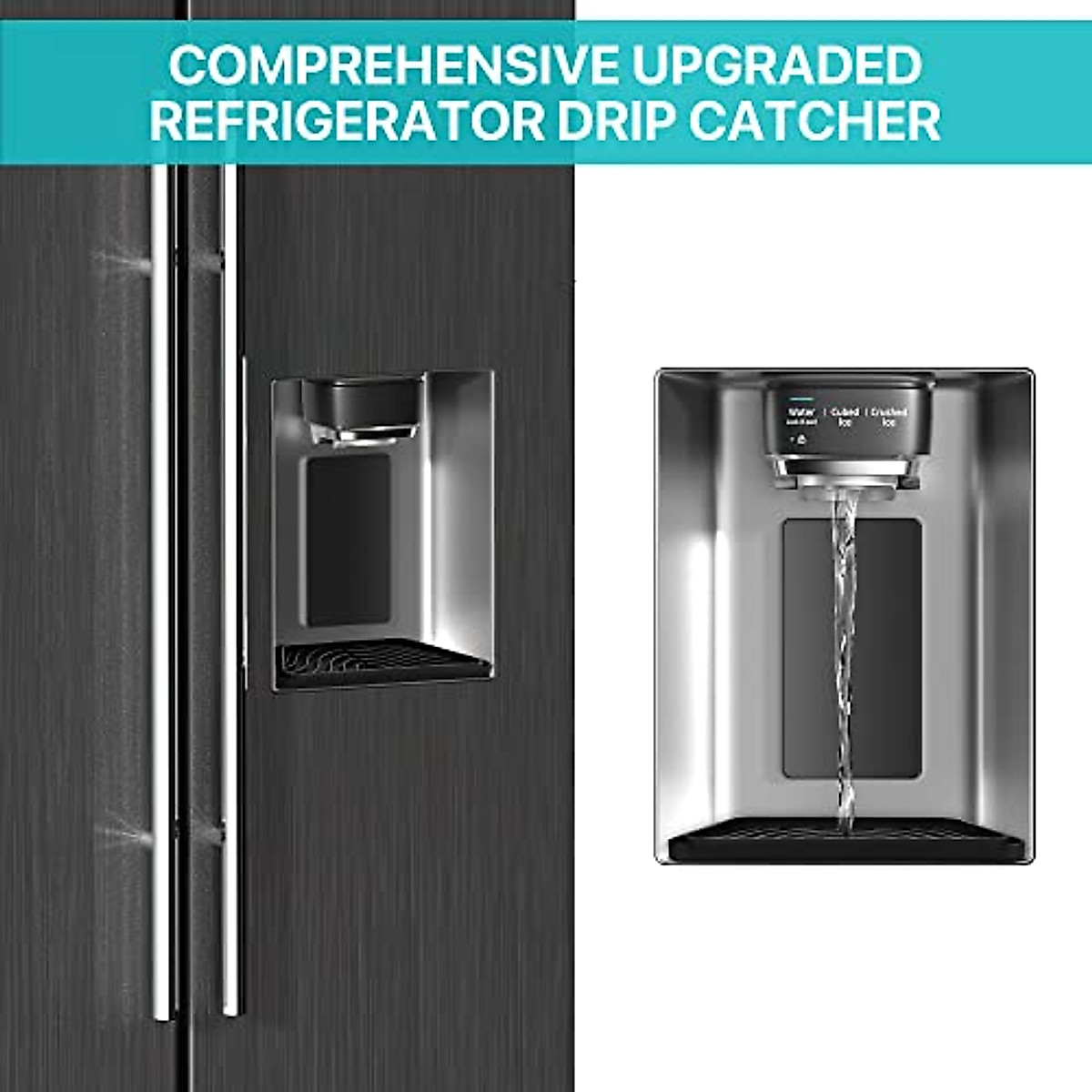 Total Upgraded Refrigerator Drip Catcher,Two-Pack Mini Refrigerator Drip Trays for Refrigerator Water Dispenser Drip Collector, Prevents Water Splashes, Water Spots and Spills (Rectangular Black)