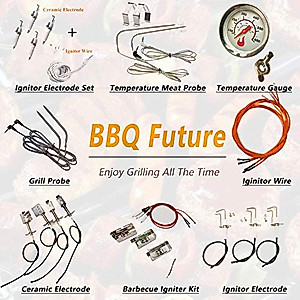 BBQ Future Grill Ignitor Electrode Kit for Viking 008091-000, 1-Pack Ceramic Ignition Electrode Come with Nuts and Bolts, 5 3/8"