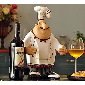 Chef Statue Wine Bottle Stand Decorative Resin Cook Wine Holder Barware Utensil Tableware Ornament Craft Accessories Furnishing-Multi