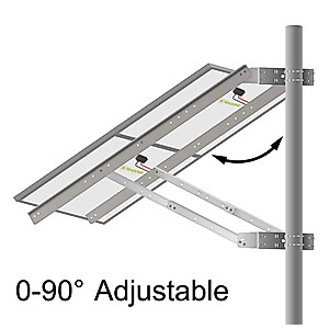 Newpowa Universal Solar Panel Double Arm with Support Pole and Wall Mount Bracket, 0-90° Tilt Angle, up to 400W/55.51" Width