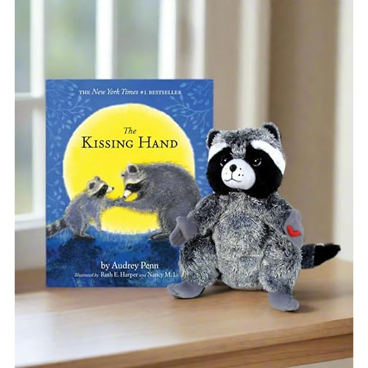 MerryMakers The Kissing Hand Chester Raccoon Plush Doll, 9-Inch