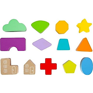 Wooden Rainbow Shape Sorter Cube – Sorting Toy with 13 Geometric Shapes & Removable Lid – Educational Game for Dexterity & Fine Motor Skills – Teaches Counting, Shapes and Colors – Ages 12+ Months
