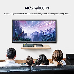 KVM Switch HDMI 4 Port, UHD 4K@60Hz Resolution YUV4:4:4 Downward Compatible,4 USB2.0,Support Printers and Other USB Devices, One Key to Switch,with All Needed Cables(4X1 4k@60Hz)
