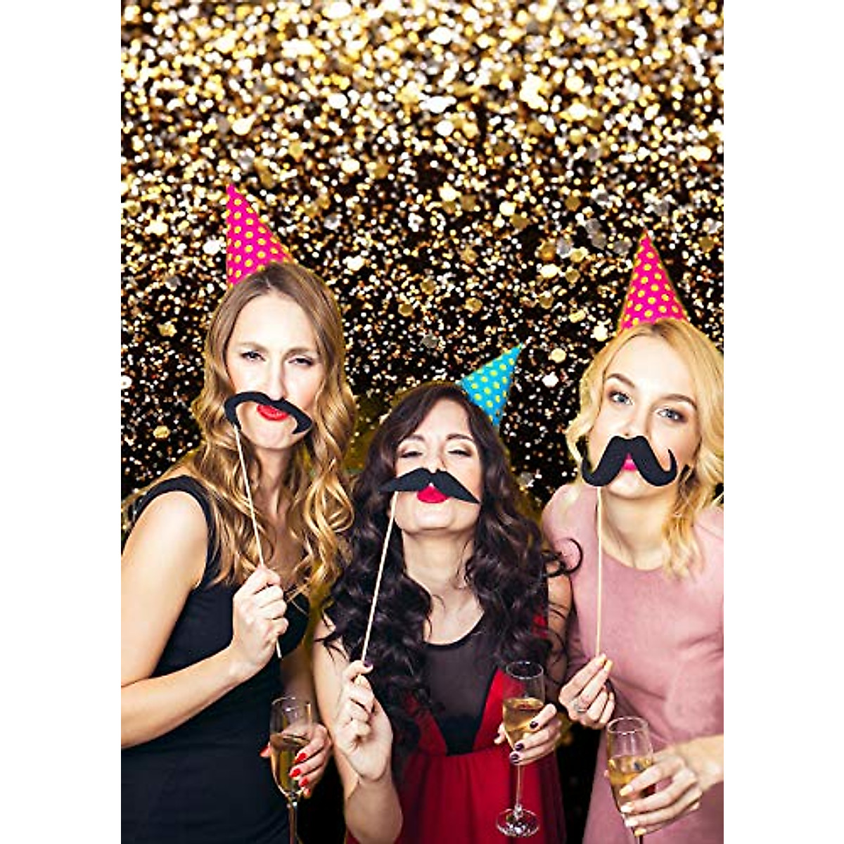 WOLADA 5x7FT Gold Backdrop Glitter Backdrop Gold Spots Bokeh Backdrop Black and Gold Backdrop Wedding Backdrop Gold Backdrop for Parties Vinyl Photography Backdrop 11412