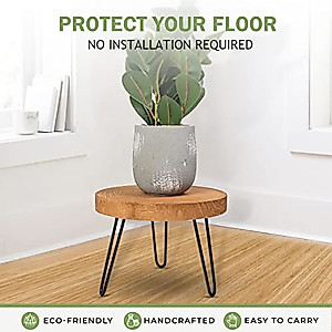 Athaliah Wood Plant Stand, 2 Pack Wooden Plant Stool Indoor, Mini Mid Century Modern Plant Flower Holder for Rustic Home Garden Patio Office Table Decor