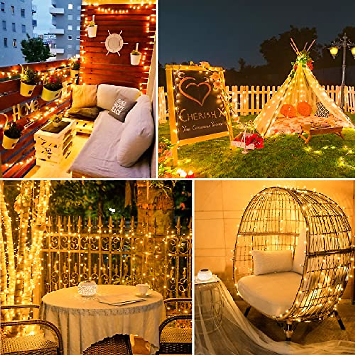 JMEXSUSS 2 Pack 200 LED Solar Christmas Lights, 75.5 ft Outdoor Waterproof Solar String Lights, 8 Modes Solar Lights Outdoor for Garden, Patio, Party, Tree, Wedding, Christmas Decorations, Warm White