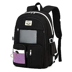 VIRTUREVI Girls Backpack for School Backapck for Teen Girls Waterproof School Bag BookBag for Girls Black