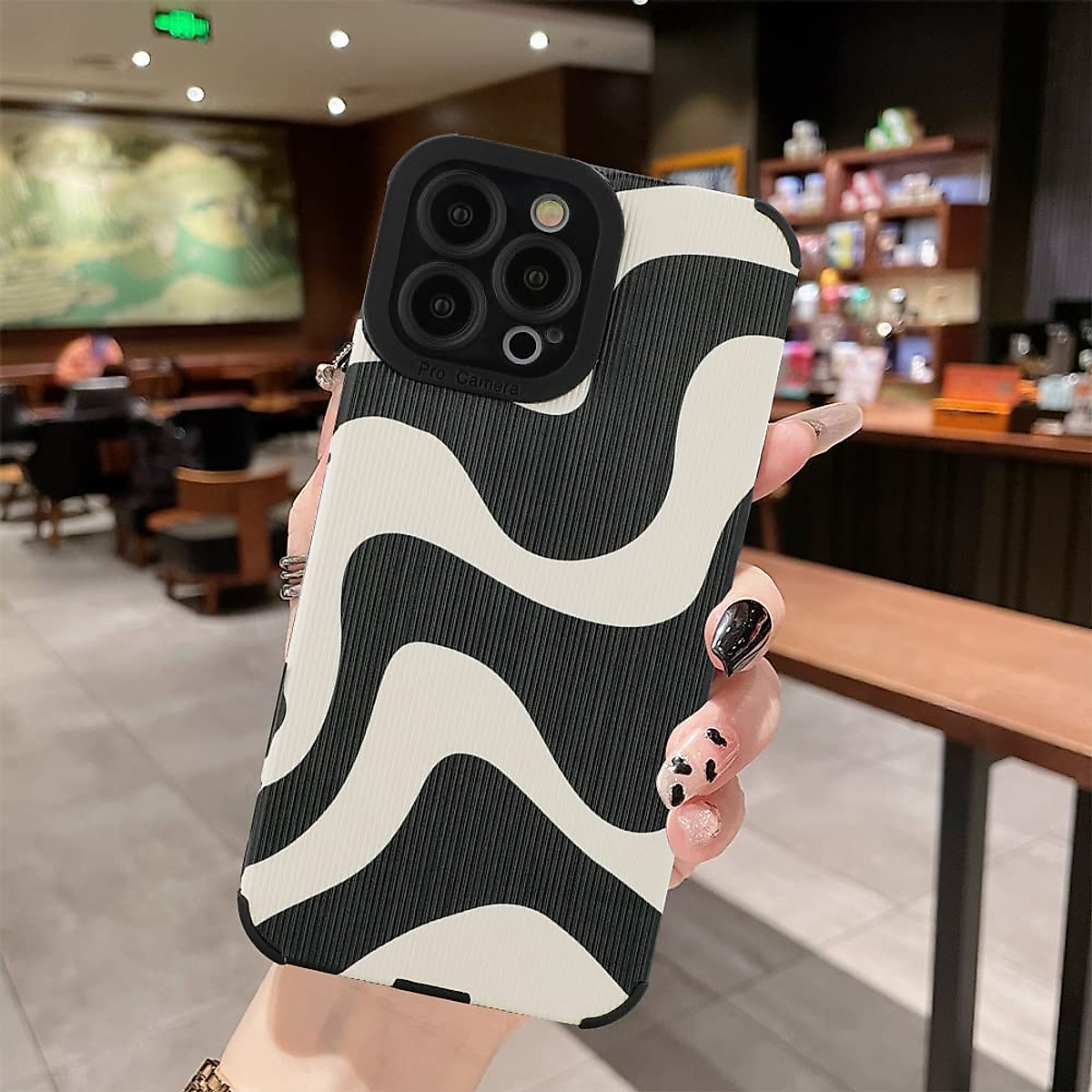 MZELQ for iPhone 13 Pro Max Case, Cute Pattern Wave iPhone 13 Pro Max Case, Screen Protector Camera Protection Lens Shockproof Phone Case for Girls Women