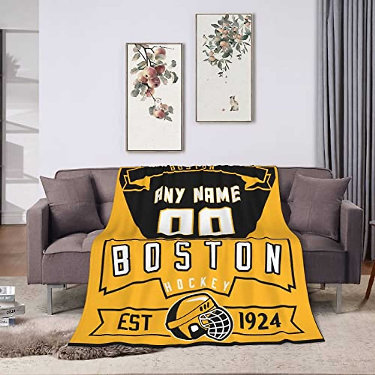 Custom Blanket for Bed Personalized Fans Gift Hockey City Summer Winter Fleece Throw Blankets Add Name and Number Personalized