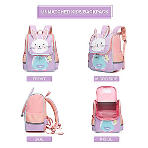 Otbjmbx Cute Toddler Backpack Toddler Bag, Casual Daypack for Girls High Capacity with Bottle Side Pockets School Bag for Baby Kids Girl Boy 1-5 Years (Rabbit-Pink)