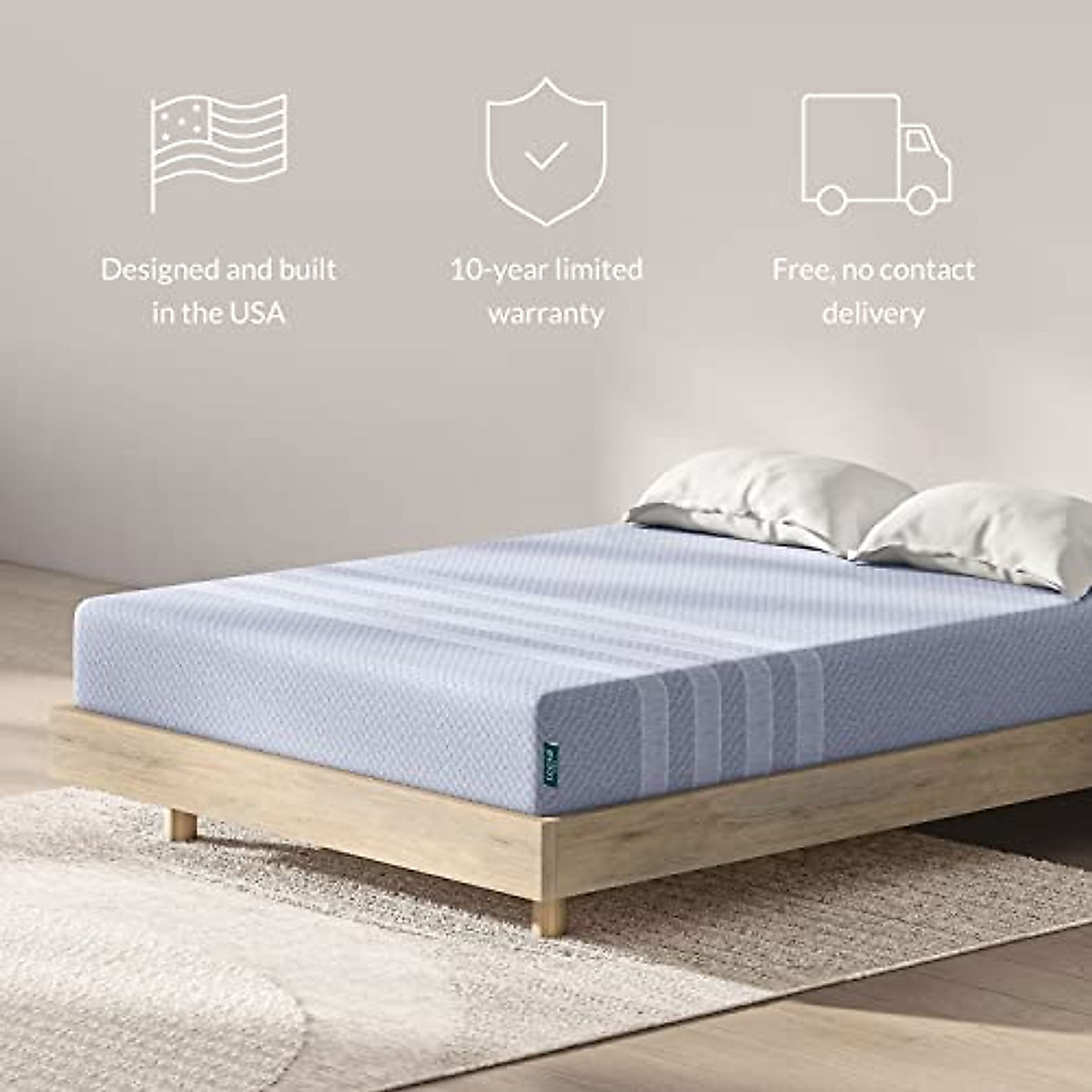 Leesa Studio 10" Mattress, Queen Size, Cooling Memory Foam / CertiPUR-US Certified / 100-Night Trial, Heather-blue