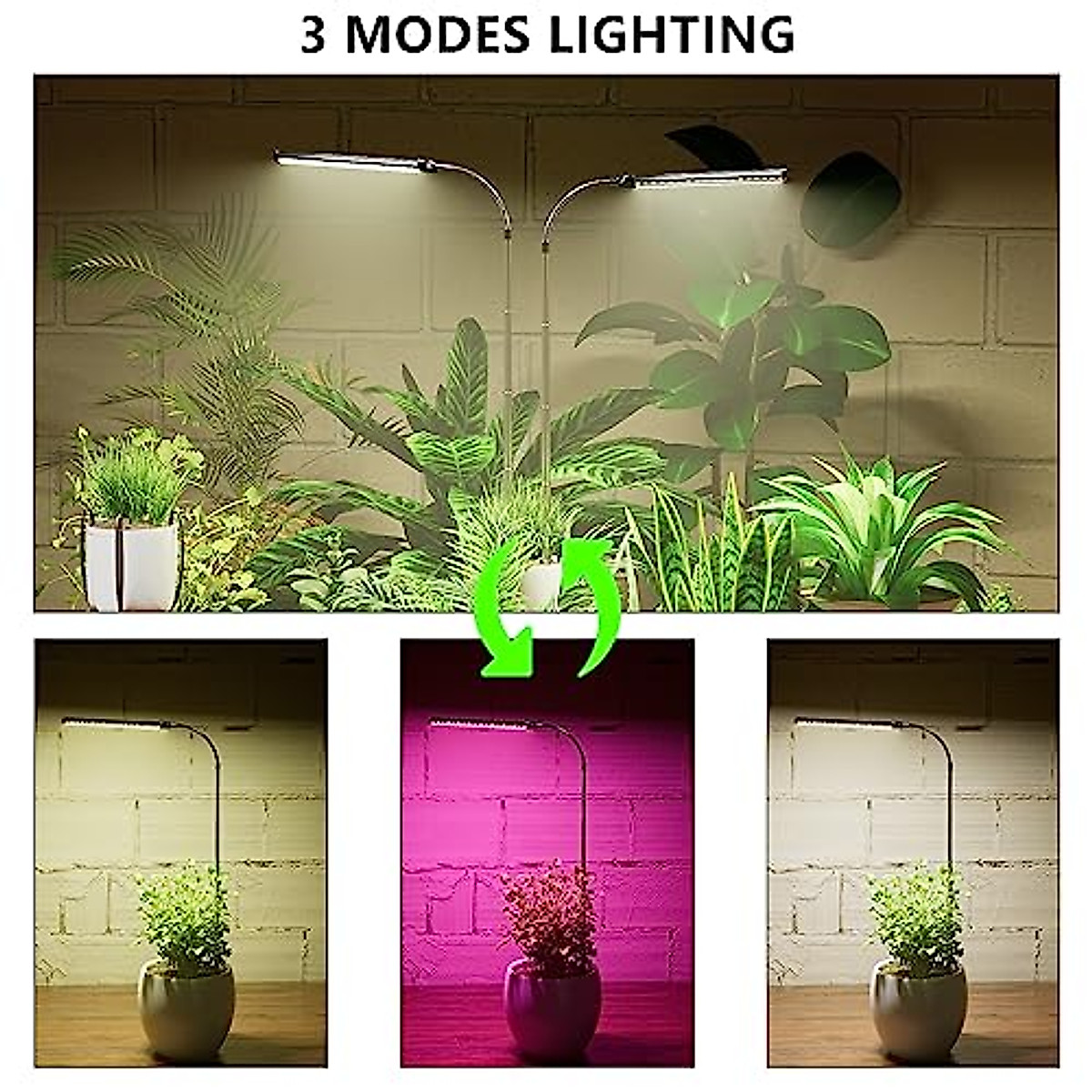 Juhefa LED Grow Light, 6000K Full Spectrum Gooseneck Plant Growing Lamp for Indoor Small Mini Plants, Auto On/Off Timer 4/8/12/18Hrs & 3 Colors Spectrum