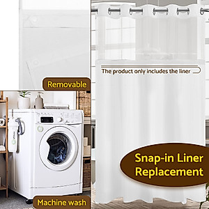 Barossa Design Fabric Snap-in Shower Curtain Liner Replacement 70" x 54" - Hotel Style, Removable & Machine Washable, Water-Repellent - White, 70x54