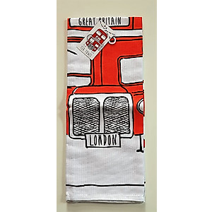 Sketchy Red London Bus Tea Towel Souvenir Sketch Routemaster Cartoon Drawing Souvenir Gift White by Elgate