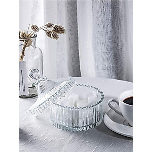 Glazed Glass Candy Dish with Yurt Shape Lid Cover Crystal Sugar Server Bowl Tin Candy Buffet Decorative Cookie Jar Box Bottle Food Storage Container