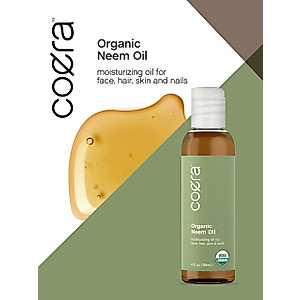 Coera Neem Oil | 4 fl oz | Certified Organic | Moisturizing Oil for Face, Hair, Skin, & Nails | Free of Parabens, SLS, & Fragrances